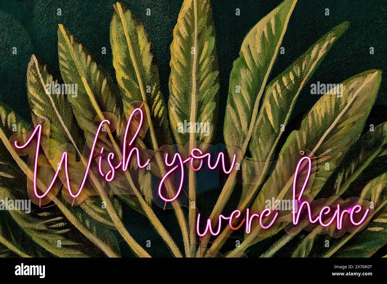 Wish you were here neon sign Stock Photo - Alamy