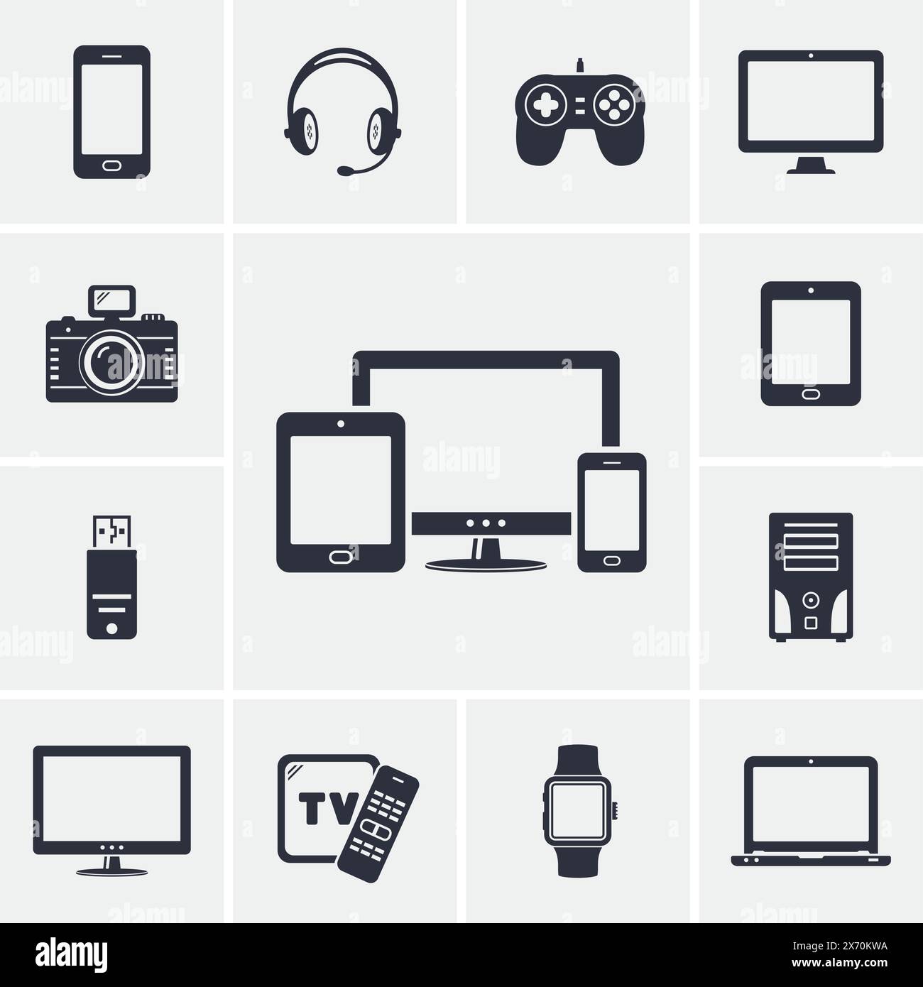 Icons for technology, electronic devices. Vector illustration Stock ...