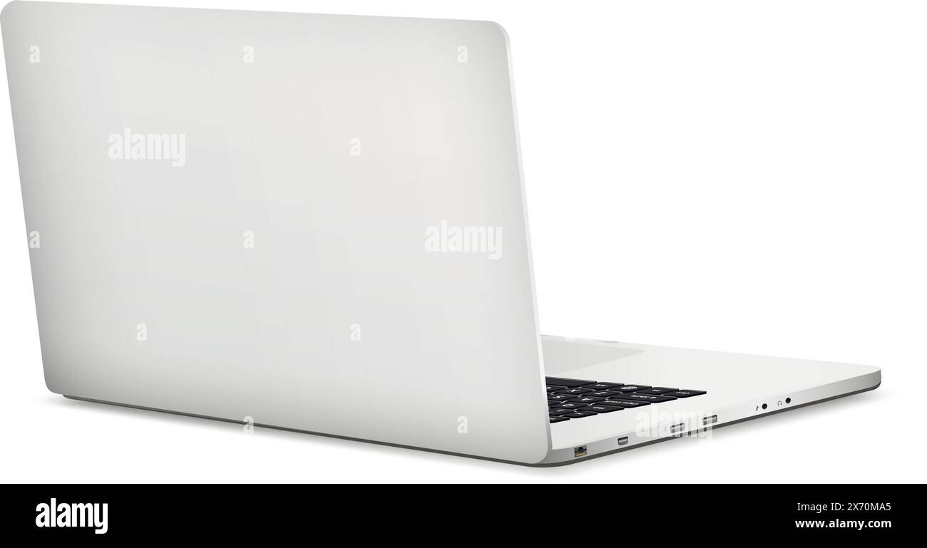 Laptop backside isolated on white background. Vector illustration Stock ...