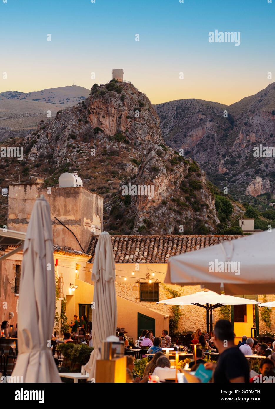 Scopello, Italy - July 31, 2023: View of the courtyard called Baglio in ...