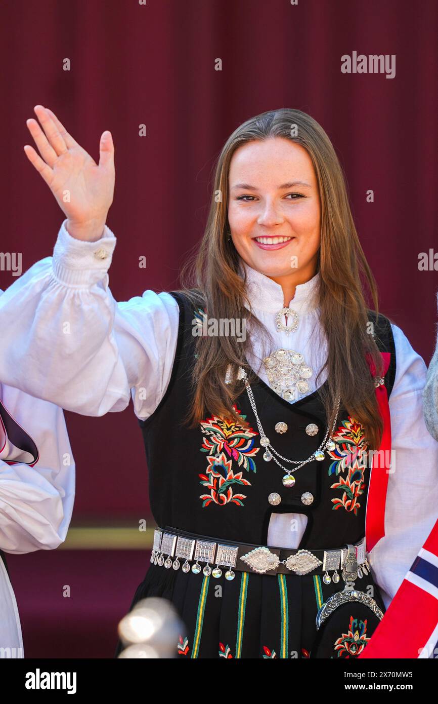 Asker 20240517.Princess Ingrid Alexandra greets the children's train during the May 17 ...