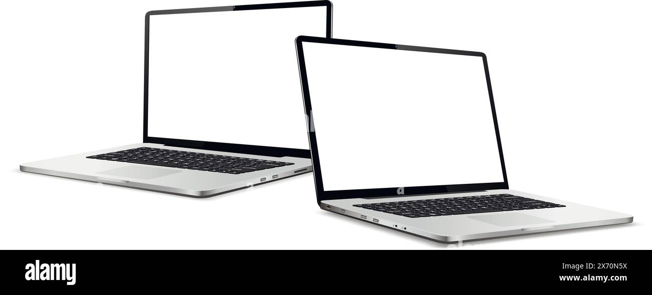 Two laptops with blank screen mock up. Vector illustration Stock Vector ...