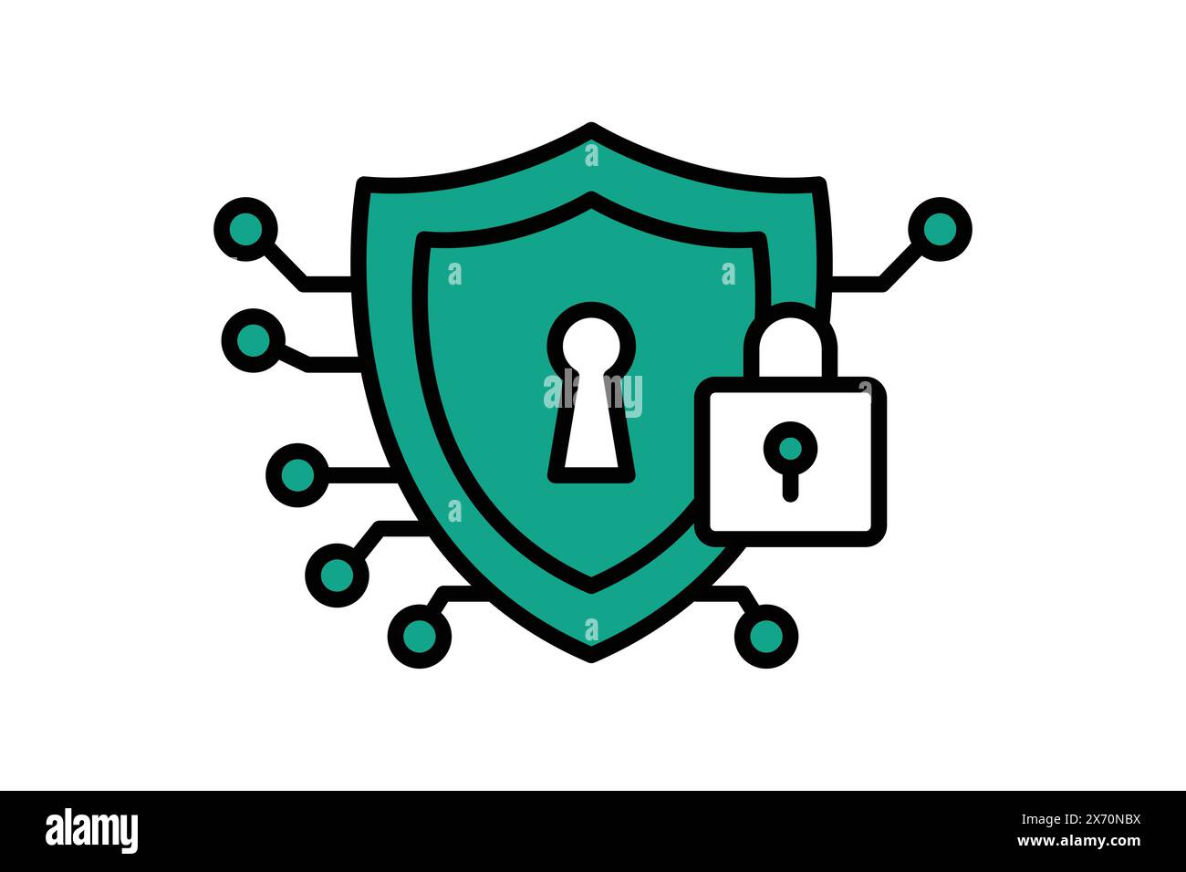 cyber security icon. shield with padlock. icon related to information ...
