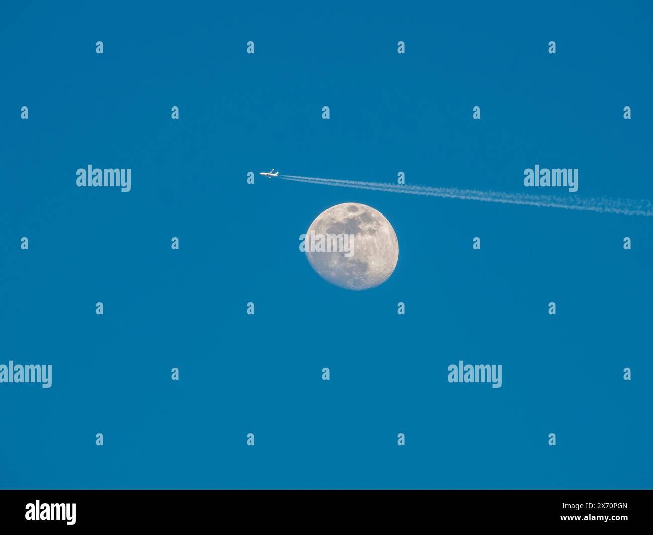 Passenger plane the plane passes near the moon. Explore new frontier ...