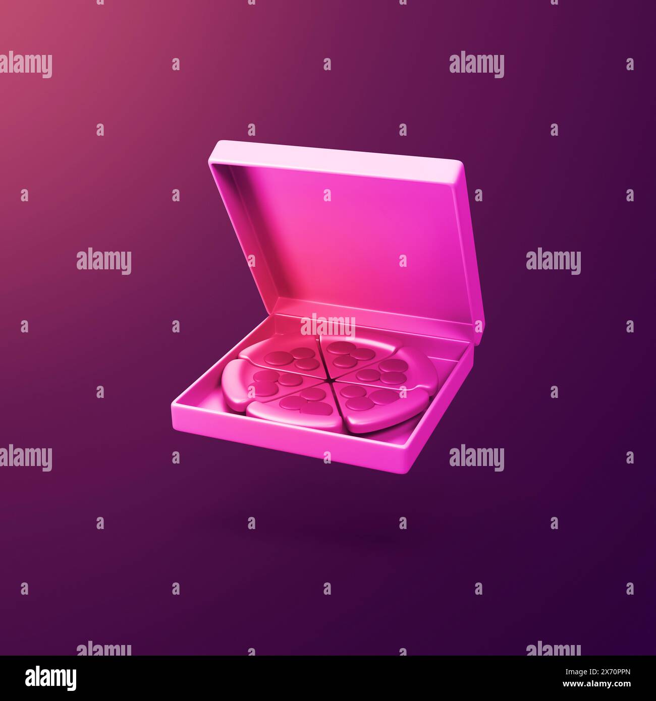 Pizza in open box - stylized 3d CGI icon object, Not gen Ai Stock Photo ...