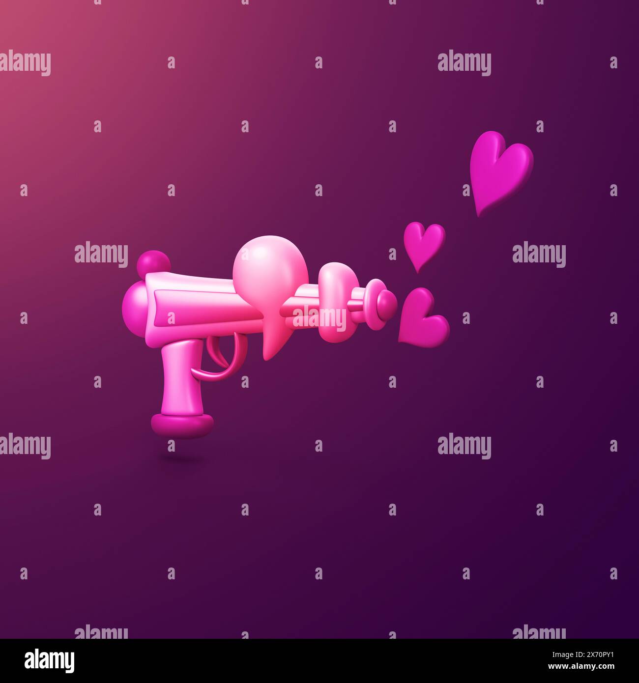 Gun with hearts - stylized 3d CGI icon object, Not gen Ai Stock Photo ...