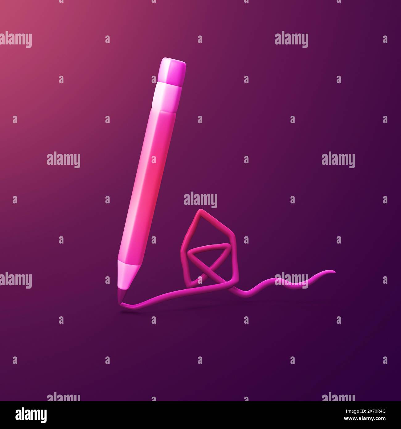 Pencil drawing small house - stylized 3d CGI icon object, Not gen Ai ...