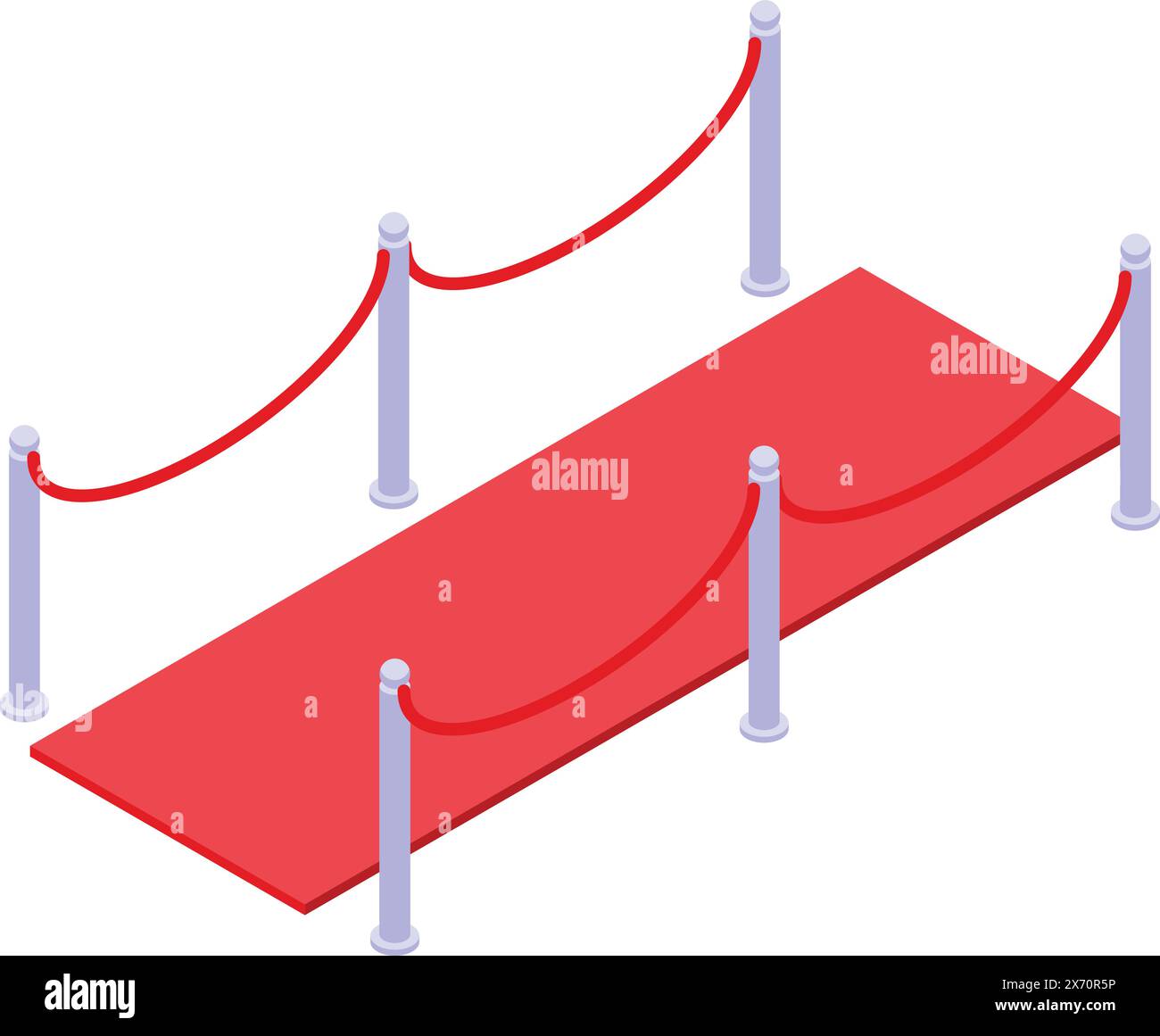 Elegant isometric illustration of a red carpet with velvet ropes ...