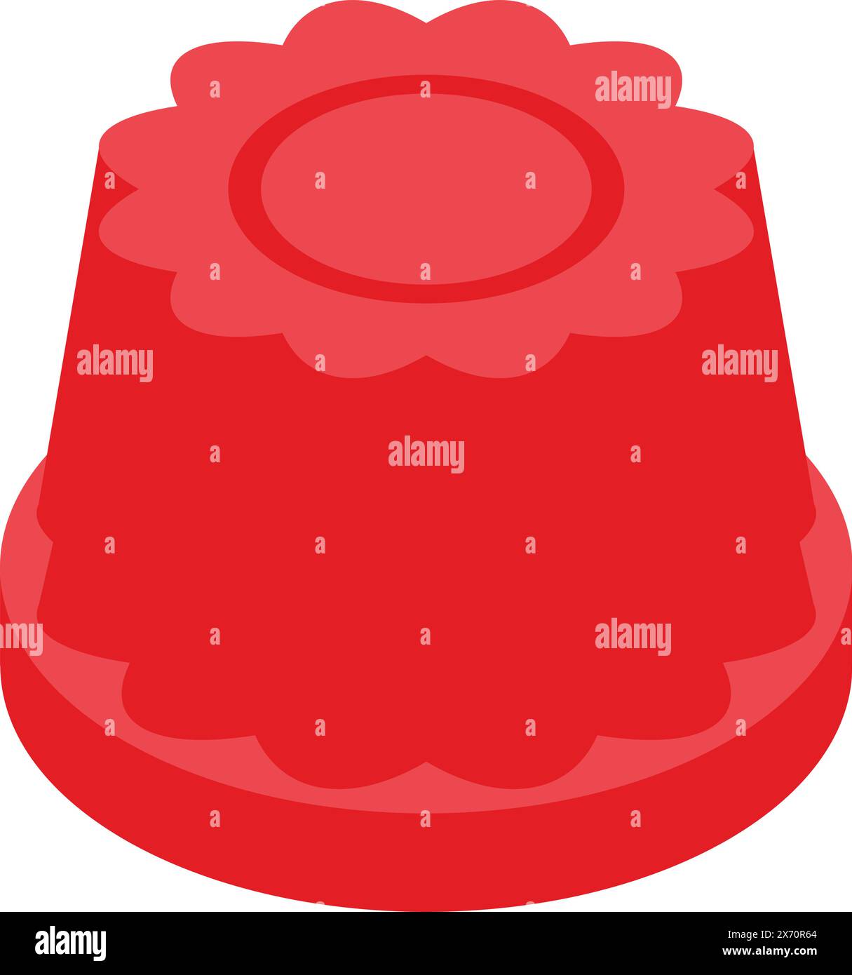 Vector illustration of a bright red jelly dessert with scalloped edges ...