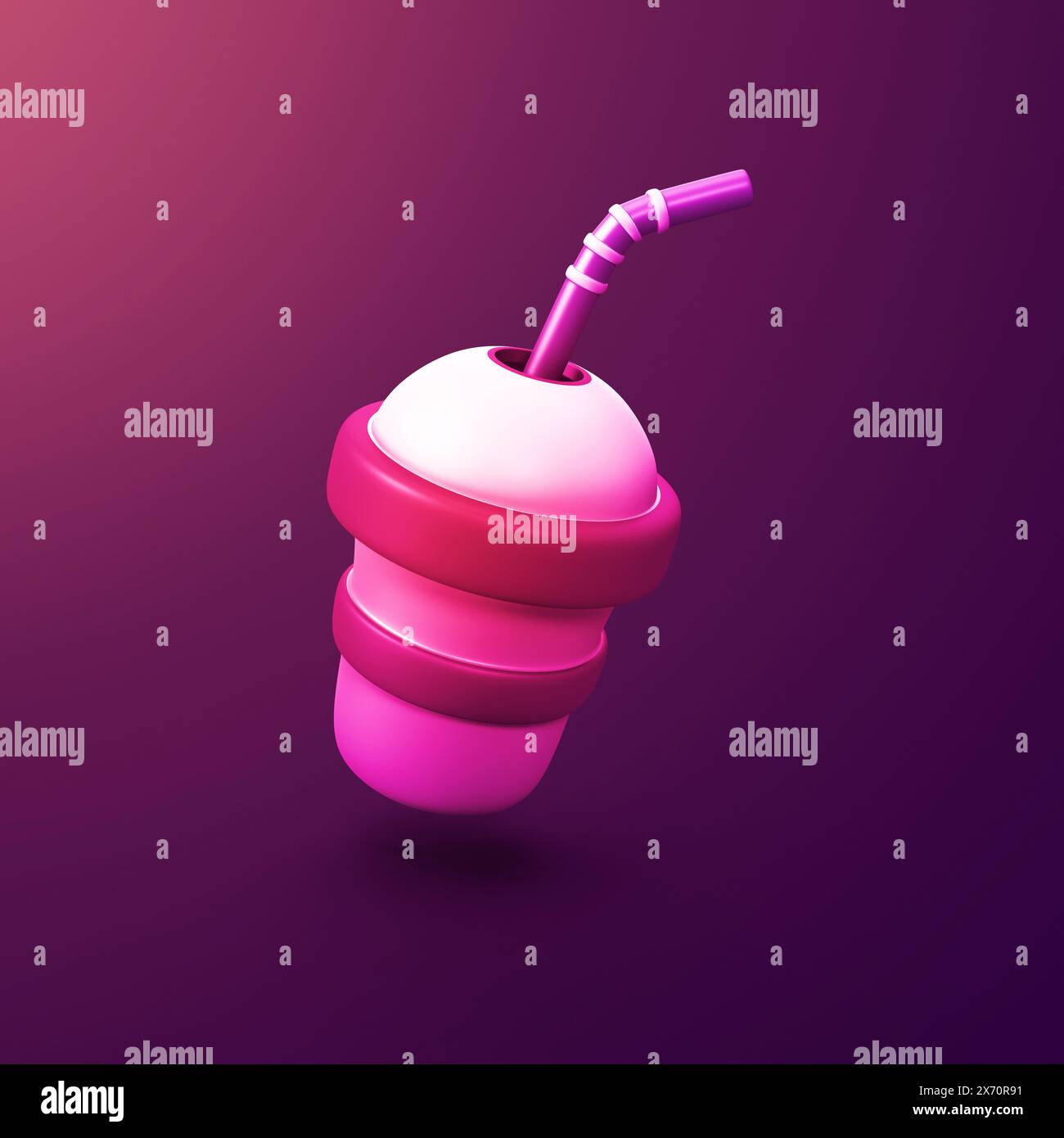 Cup with beverage and straw - stylized 3d CGI icon object, Not gen Ai ...