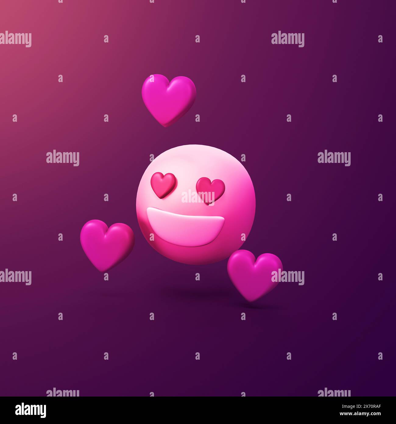 Heart smiley - stylized 3d CGI icon object, Not gen Ai Stock Photo - Alamy