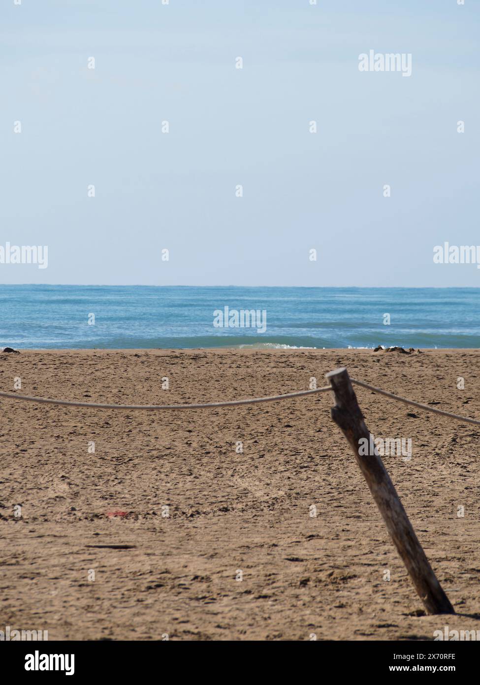 empty sandy beach and sea. The nearest sandy beach. Beautiful panoramic ...