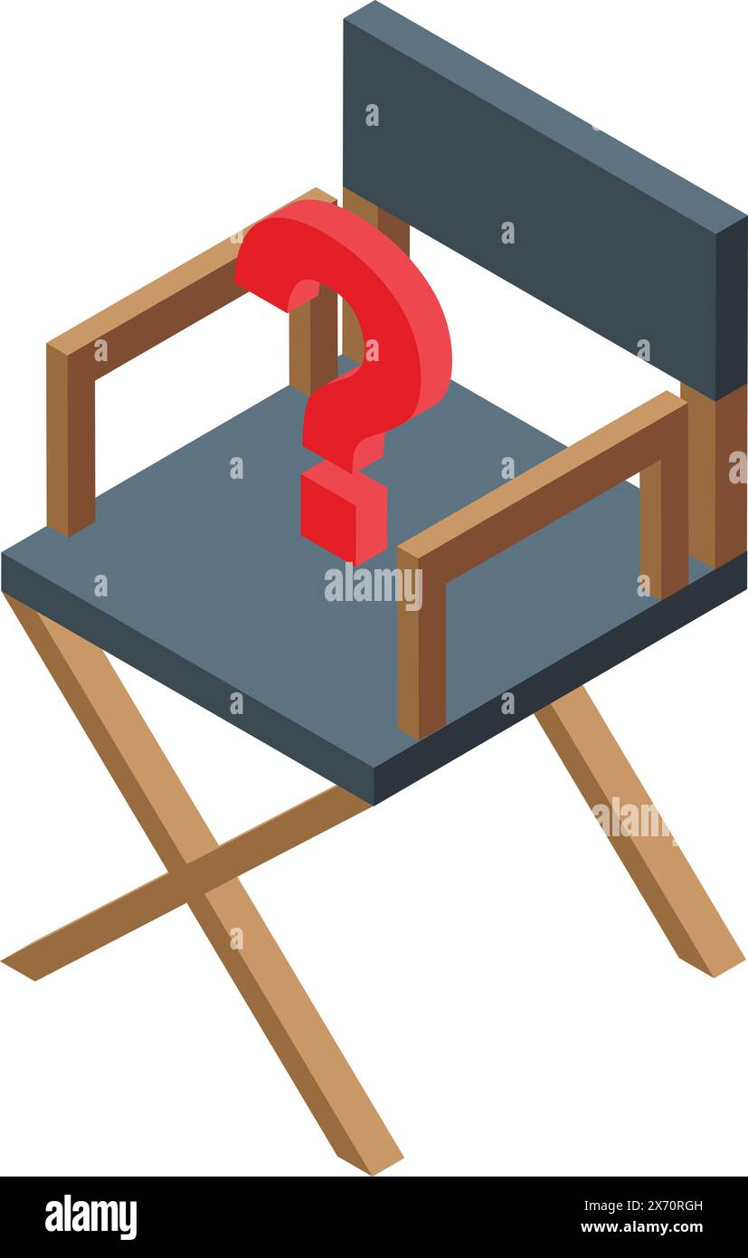 3d isometric illustration of a red question mark on a classic director ...