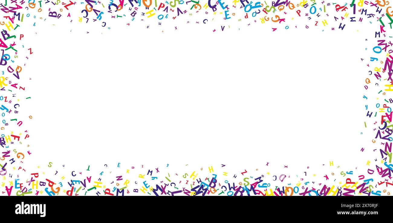 Scattered letters of latin alphabet. Colorful childish floating ...