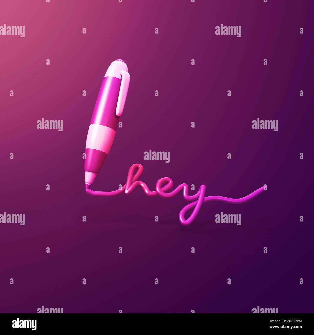 Pen drawing word hey - stylized 3d CGI icon object, Not gen Ai Stock ...