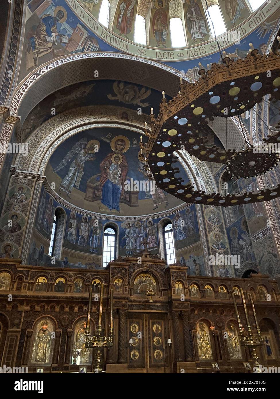 Scenic interior view of Aghios Dimitrios a Greek Orthodox church and a ...