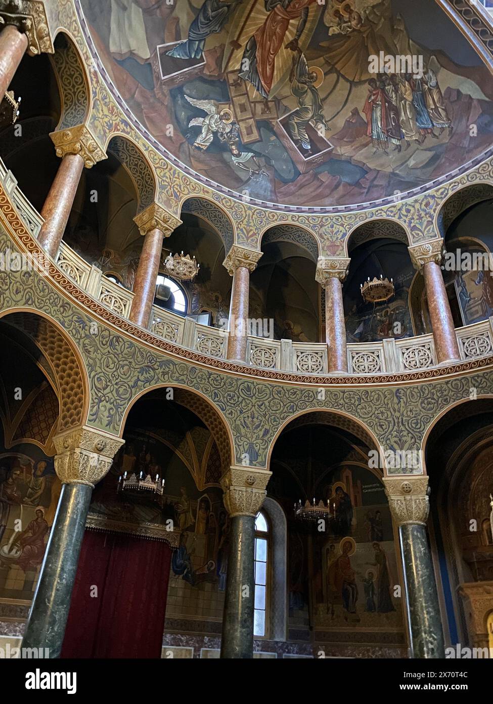 Scenic interior view of Aghios Dimitrios a Greek Orthodox church and a ...