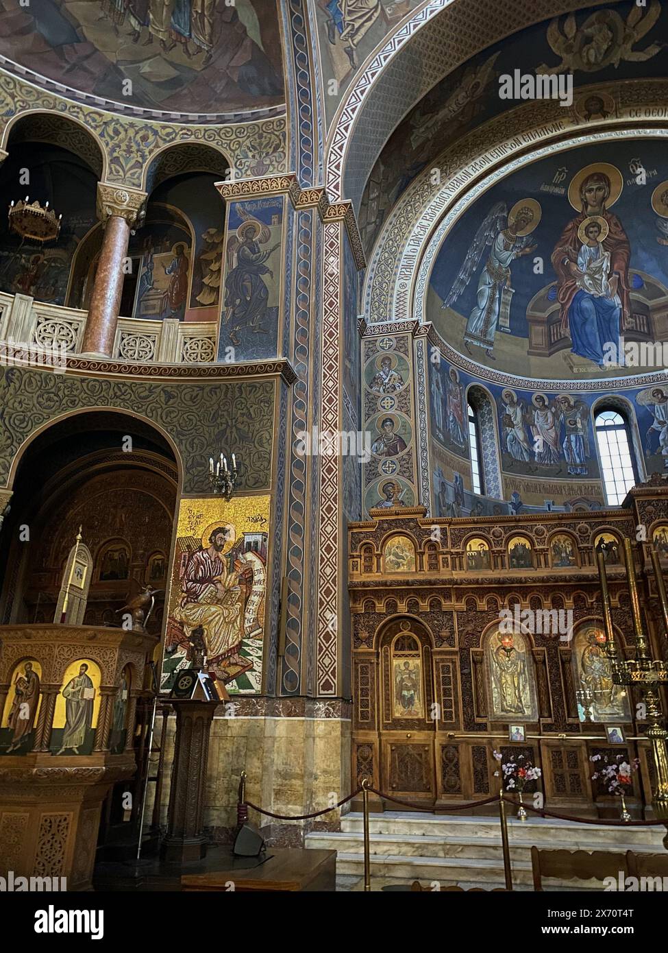 Scenic interior view of Aghios Dimitrios a Greek Orthodox church and a ...