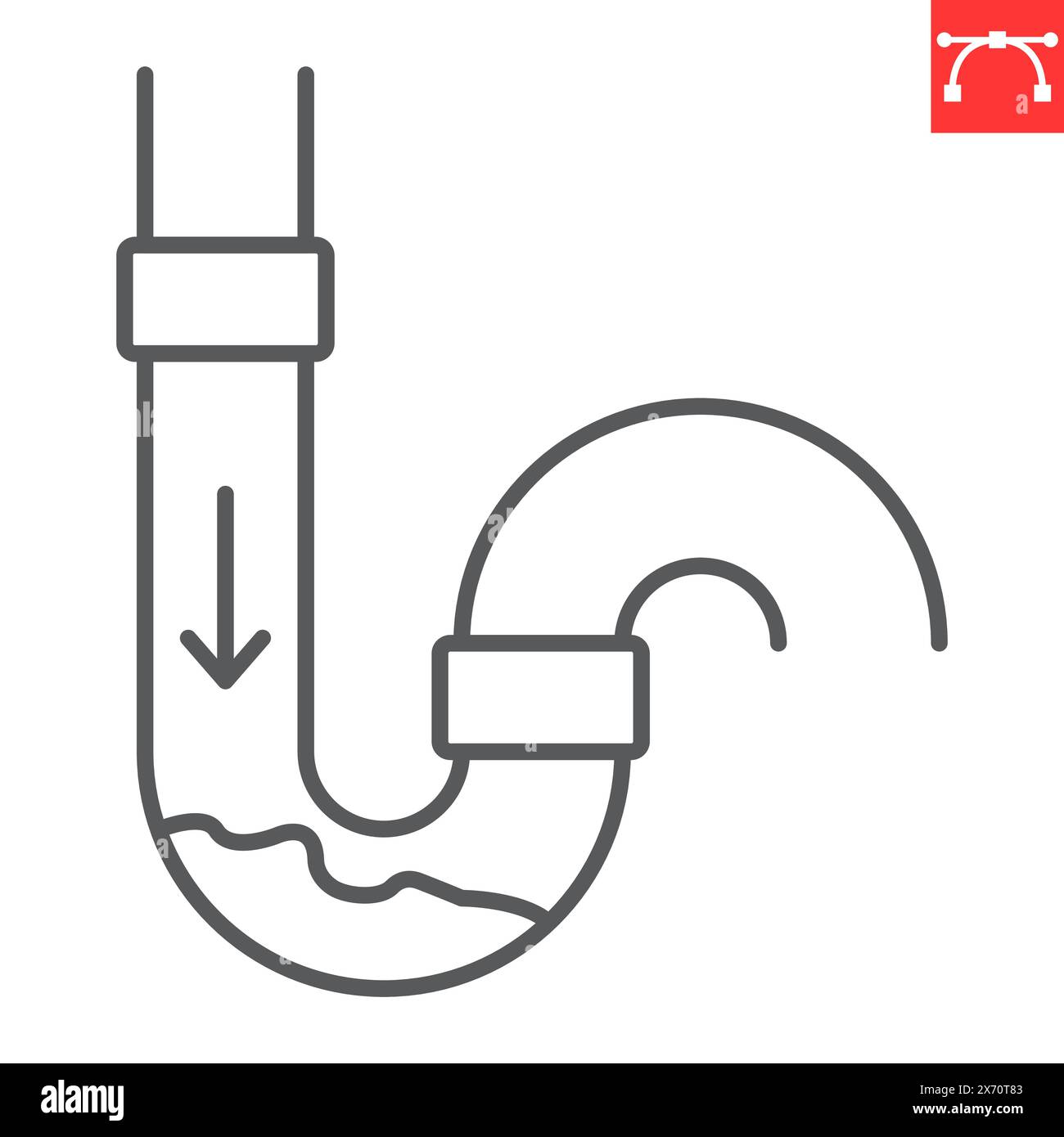 Drain cleaning line icon, plumbing service and household repair ...