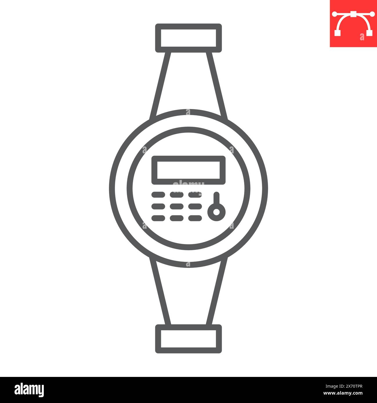 Water meter line icon, plumbing service and household equipment, water ...