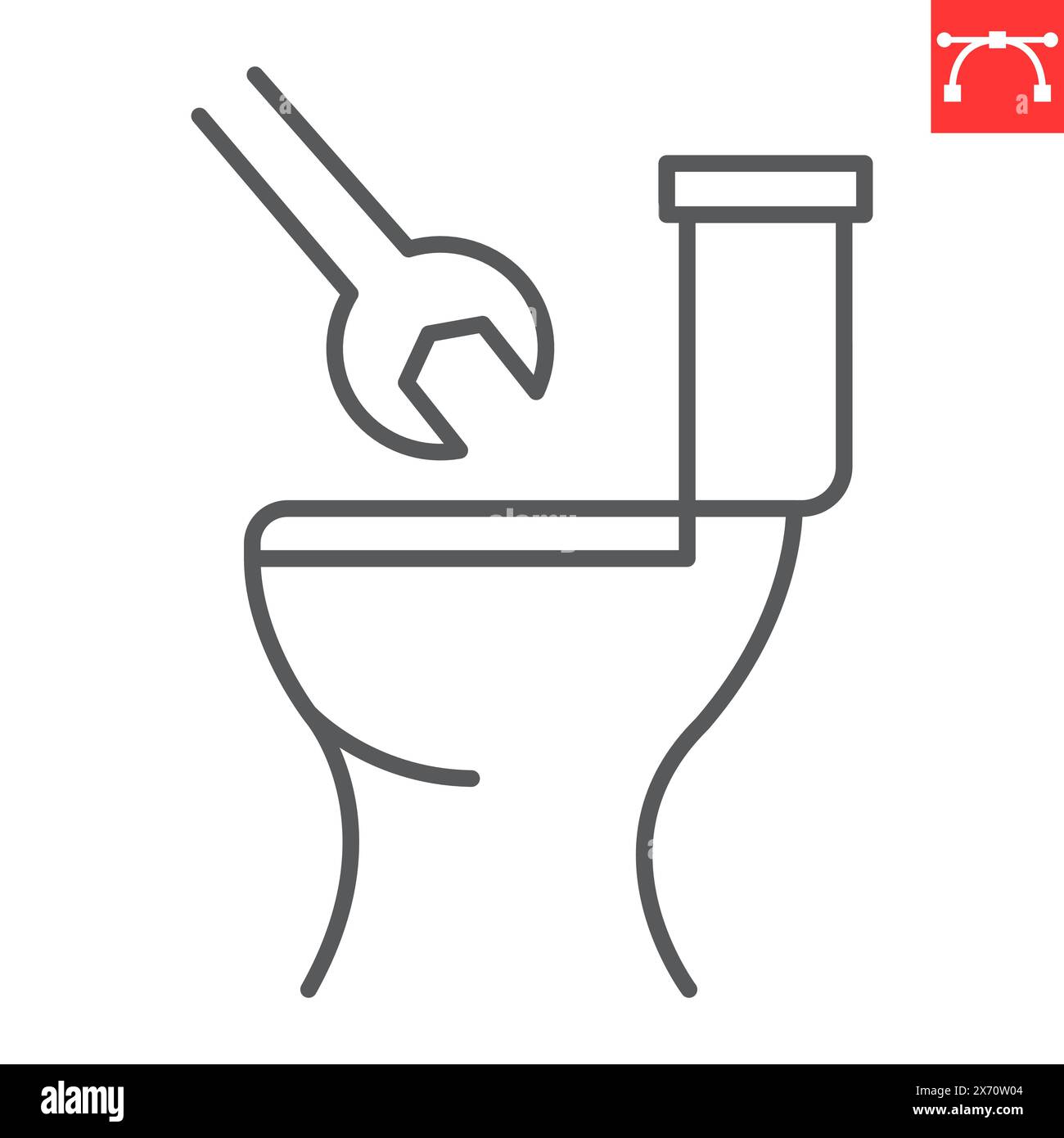 Toilet repair line icon, plumbing service and construction, repair ...