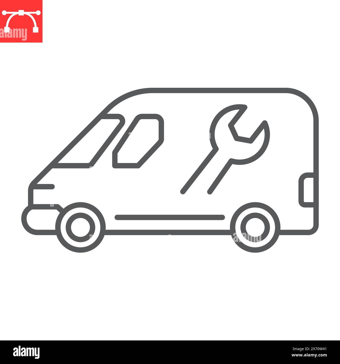 Plumbing service van line icon, plumbing service and transport ...