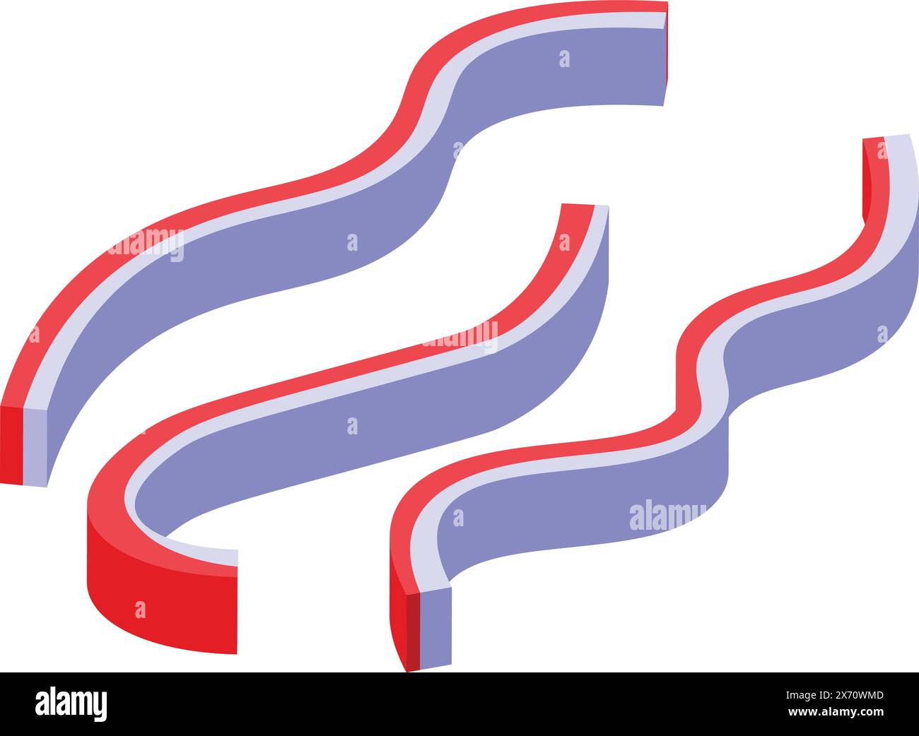 Modern vector illustration featuring threedimensional curved lines in ...