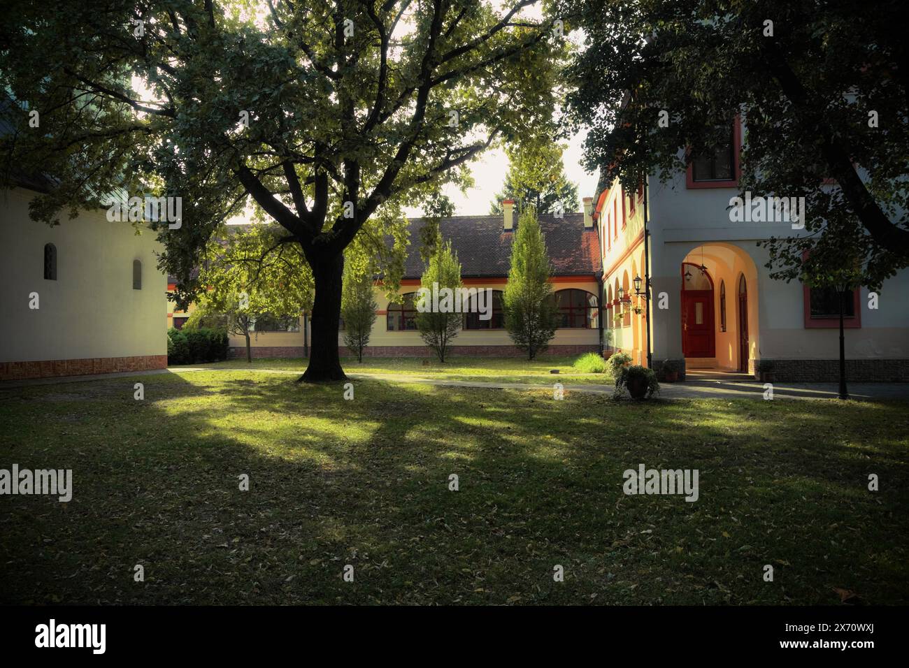 the park and the residences (konak) of Bodjani monastery, Backa ...