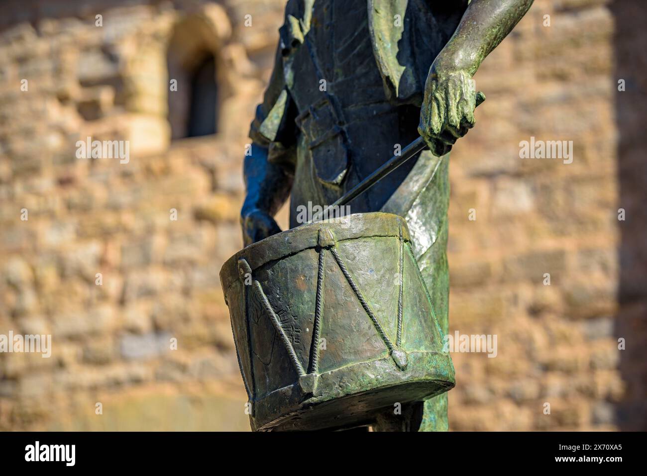 Sculpture of the Timbaler del Bruc, in the Gran 1 d'Octubre square, in ...