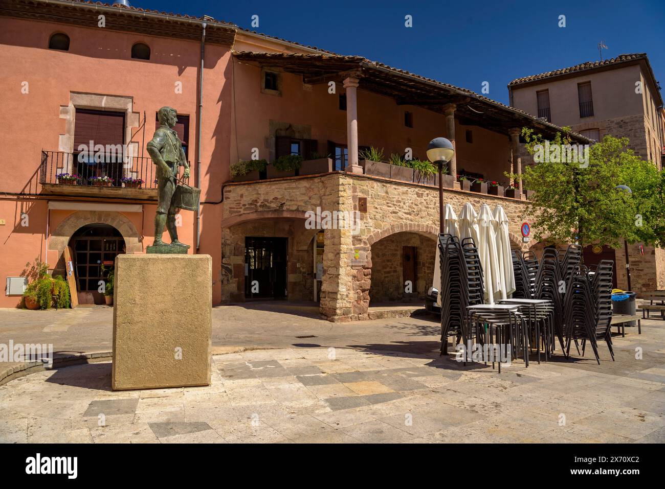 Sculpture of the Timbaler del Bruc, in the Plaça Gran 1 d'Octubre ...