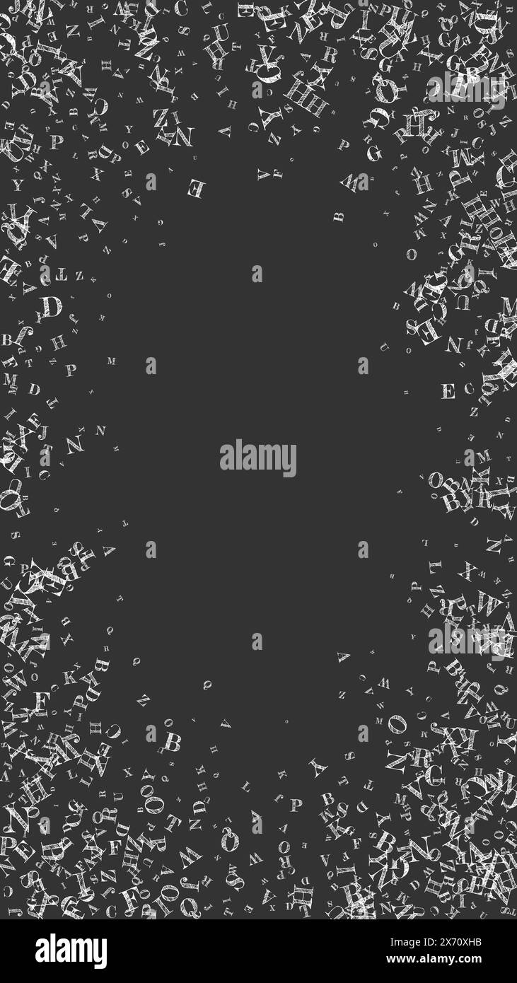 Concept of school background. White chalk falling letters of English ...