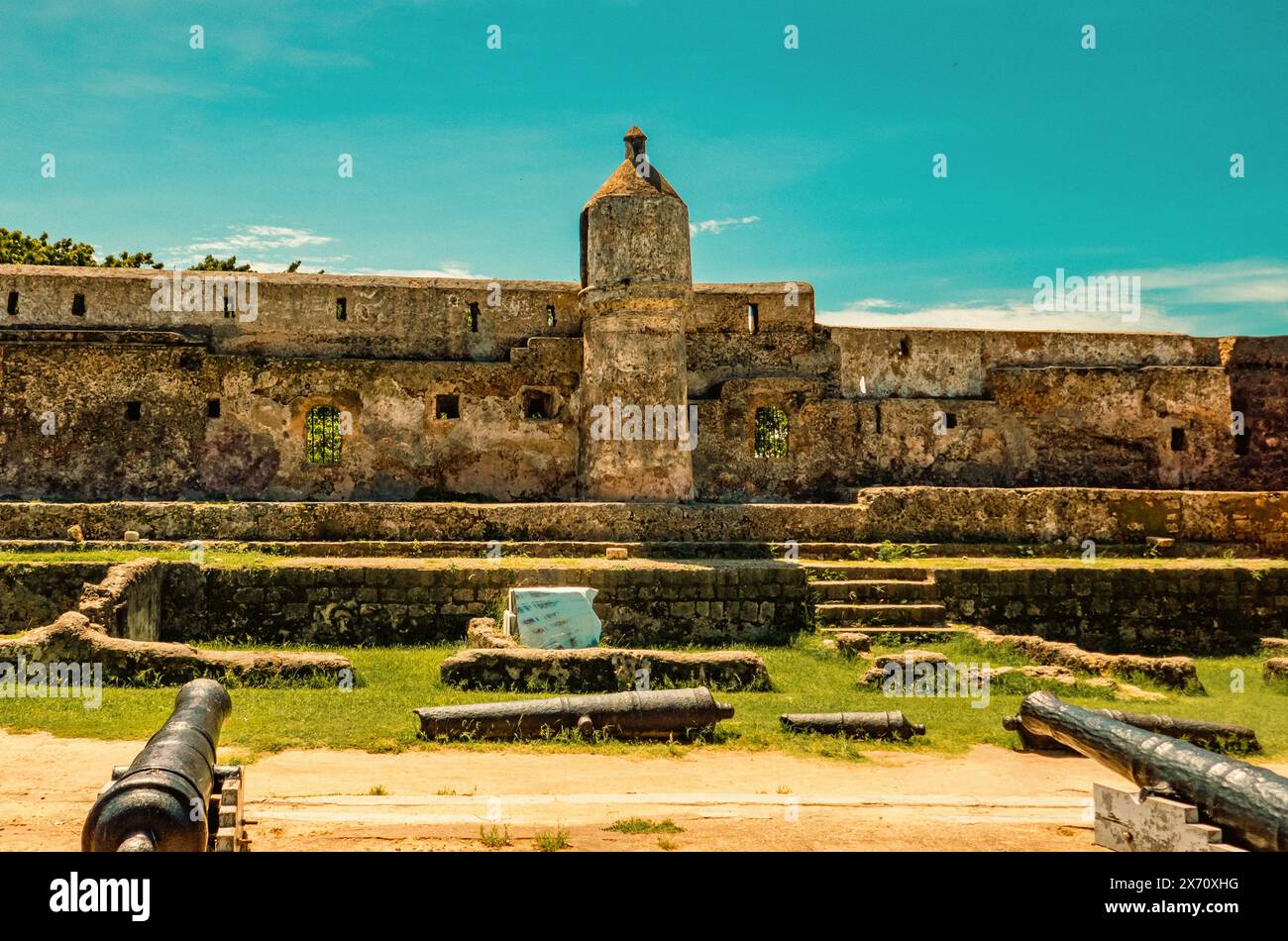 Cannons on the ruins on Fort Jesus - an ancient fortification in ...