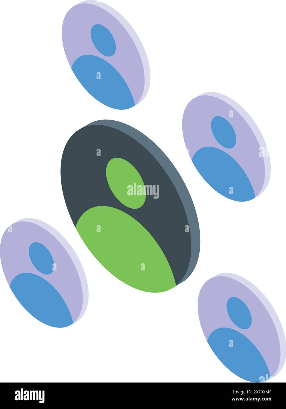 Digital illustration of stylized people icons in various colors ...