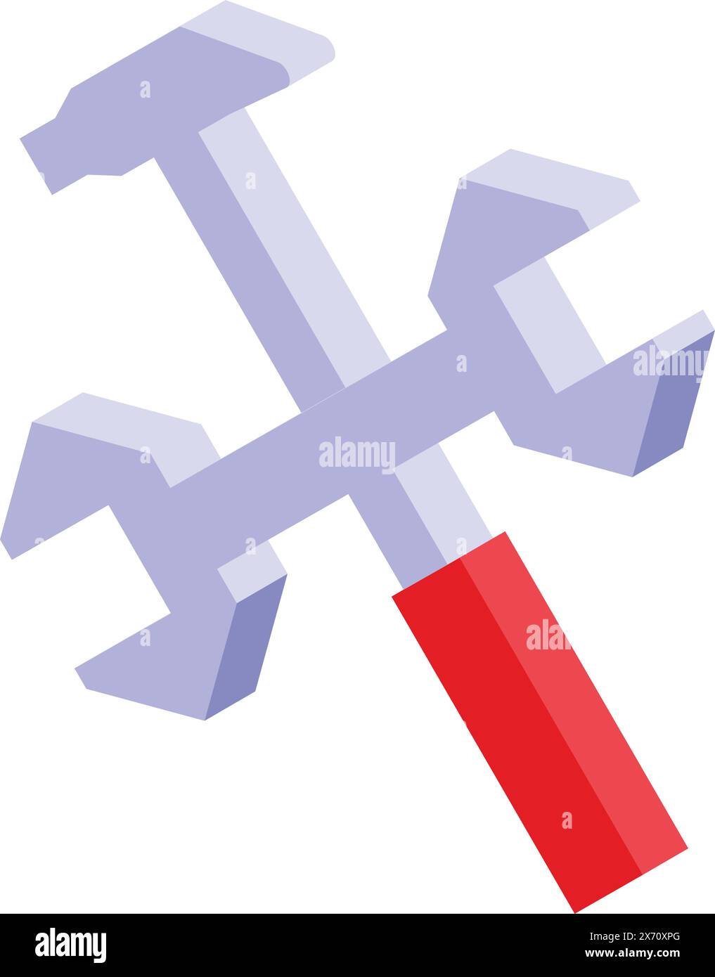 Illustration of stylized, crossed hammer and wrench tools with a modern ...