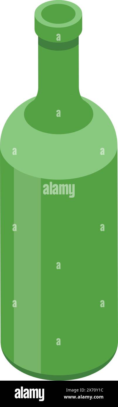 A digitallyrendered isometric illustration of a simple green glass ...