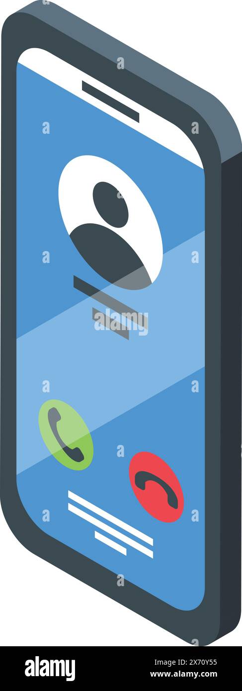 3d Isometric Illustration Of A Smartphone Displaying An Incoming Call
