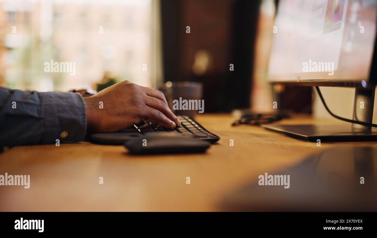 Close footage man hands typing hi-res stock photography and images - Alamy