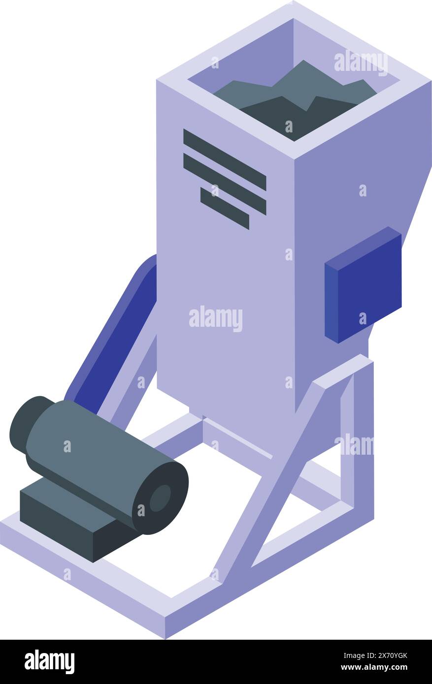 Detailed isometric vector graphic of a modern cement mixer, suitable ...