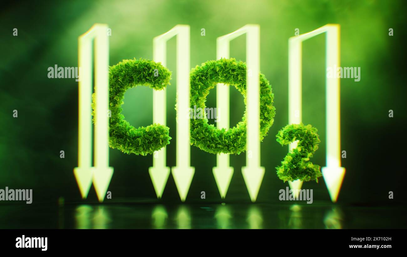 Carbon capture and storage concept in the form of a leaf-covered sign ...