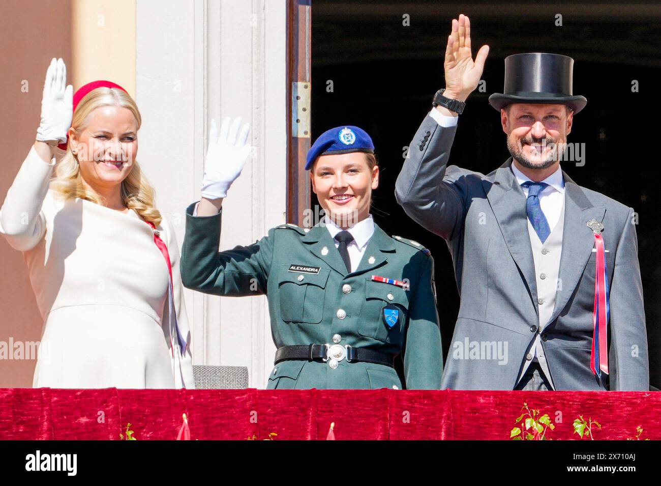 Oslo 20240517.The royal family greets the children's train in Oslo from ...