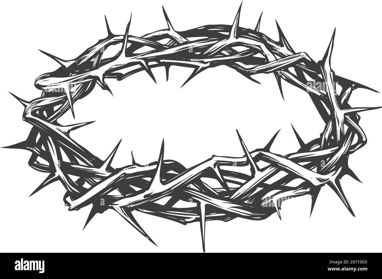 crown of thorns, easter religious symbol of Christianity hand drawn ...