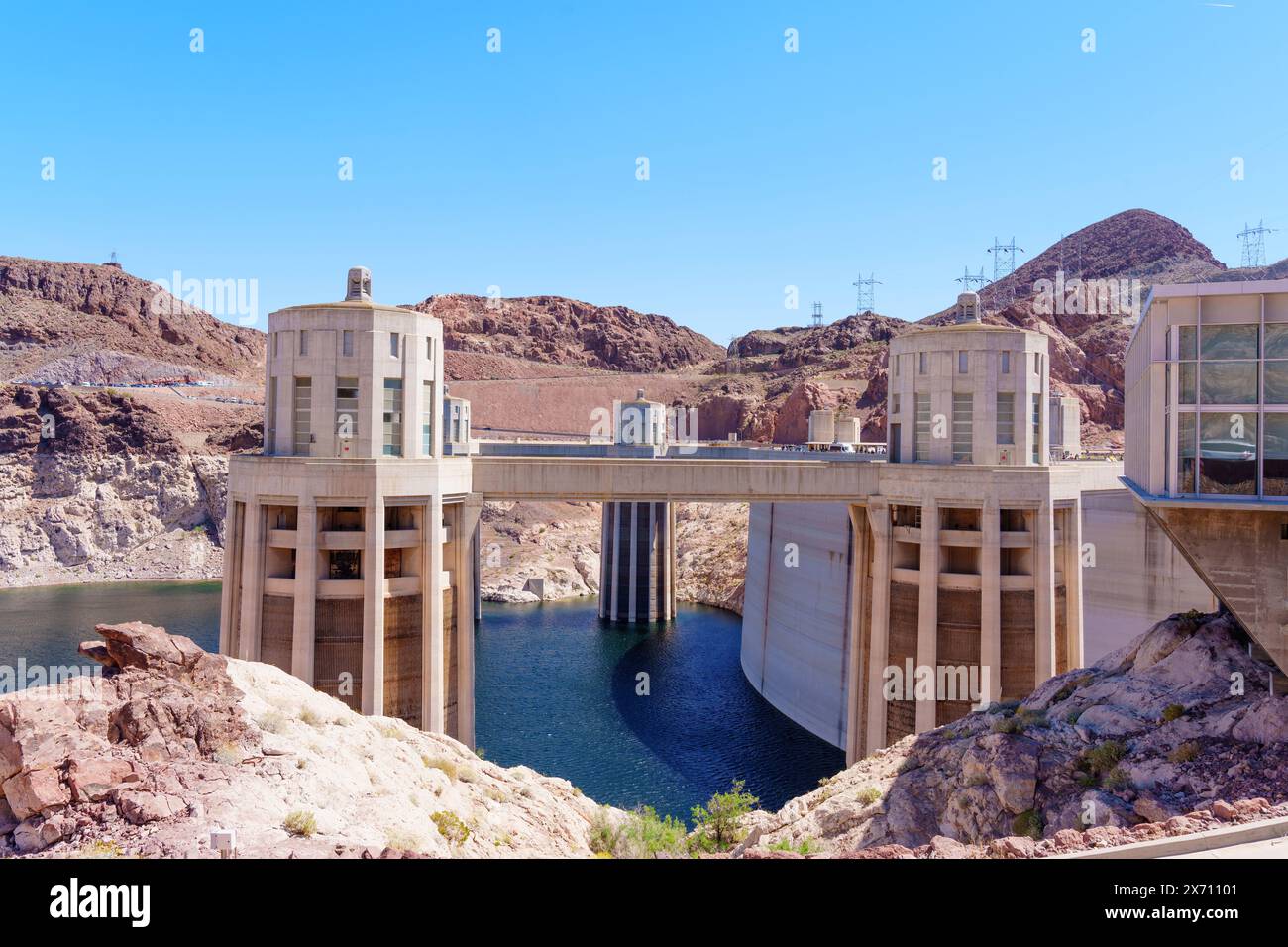 Close-up Side View of the Penstock Water Towers at the Hoover Dam Stock ...