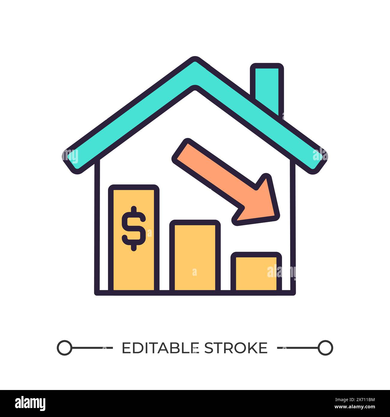 Decrease in home prices RGB color icon Stock Vector Image & Art - Alamy