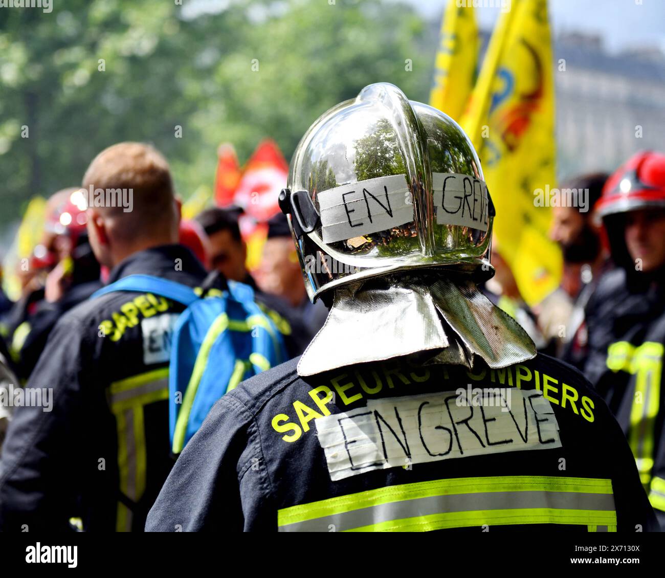 Paris, France. 16th May, 2024. Demonstration by striking firefighters ...