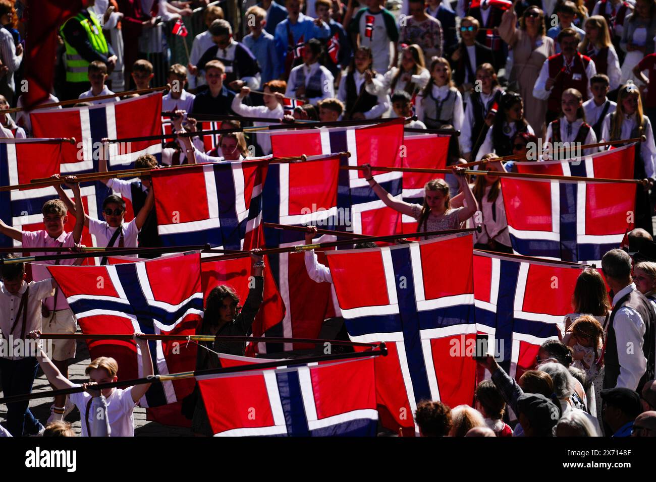 Oslo 20240517.The children's parade goes up Karl Johans gate during the ...
