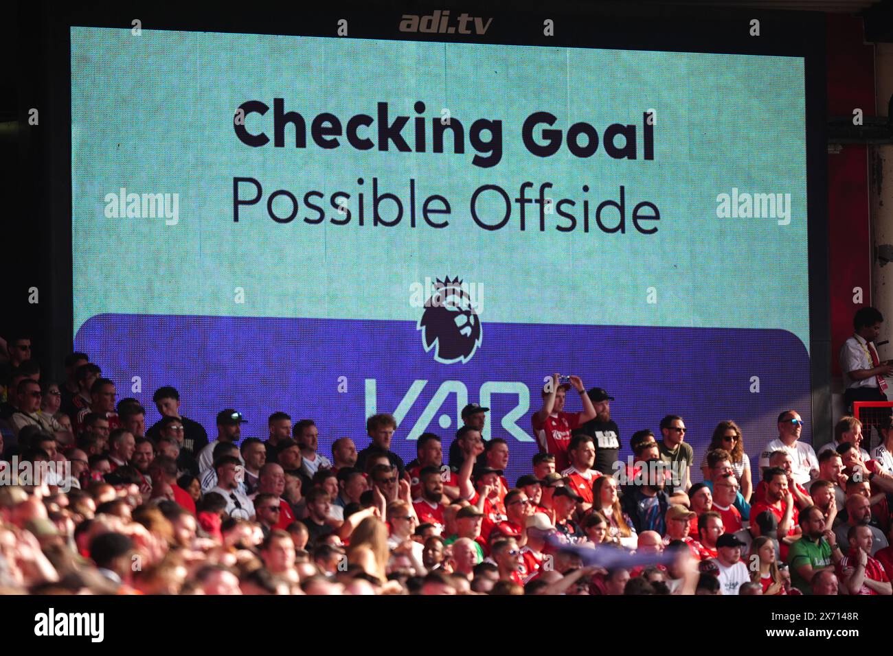 File photo dated 11-05-2024 of A VAR check for possible offside on the ...
