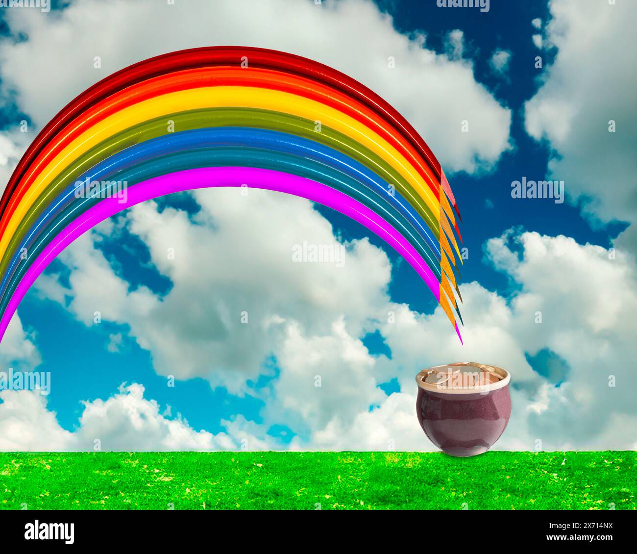 A fantasy picture of a mythical pot of gold at the end of a pencil ...