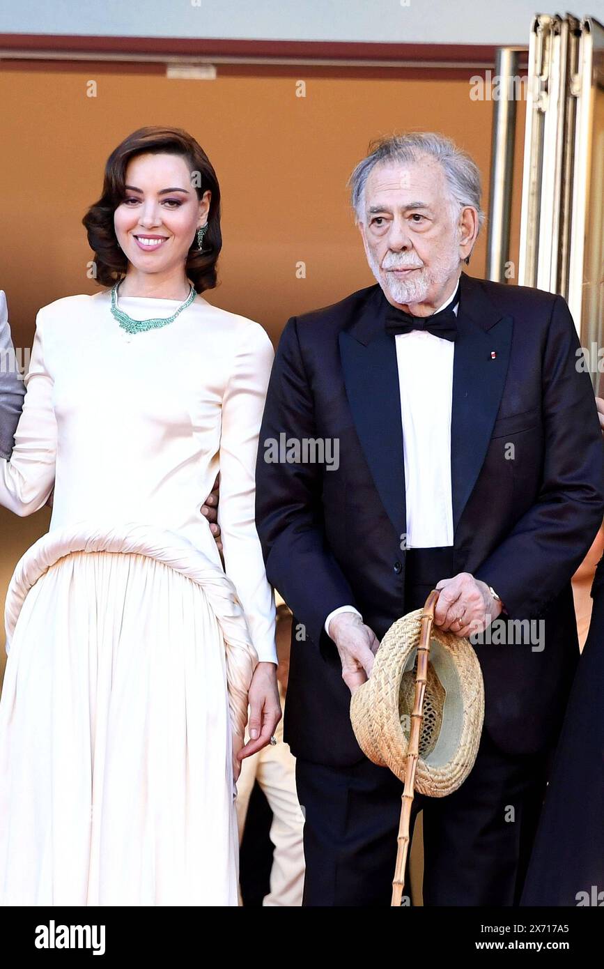 Aubrey Plaza und Francis Ford Coppola bei der Megalopolis Film Premiere am 16.05.2024 in Cannes ...