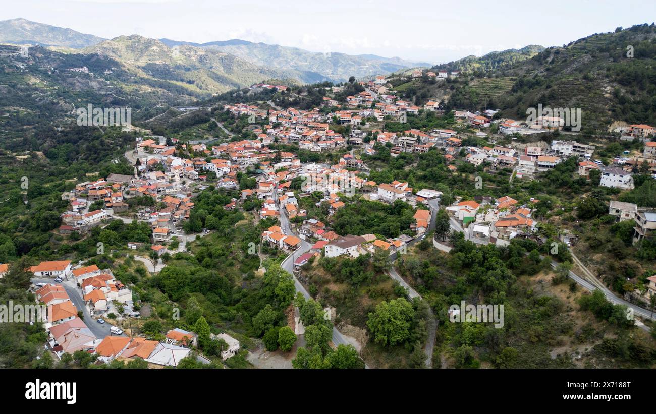 Aerial drone view of Kyperounta, Limassol district, Cyprus Stock Photo ...