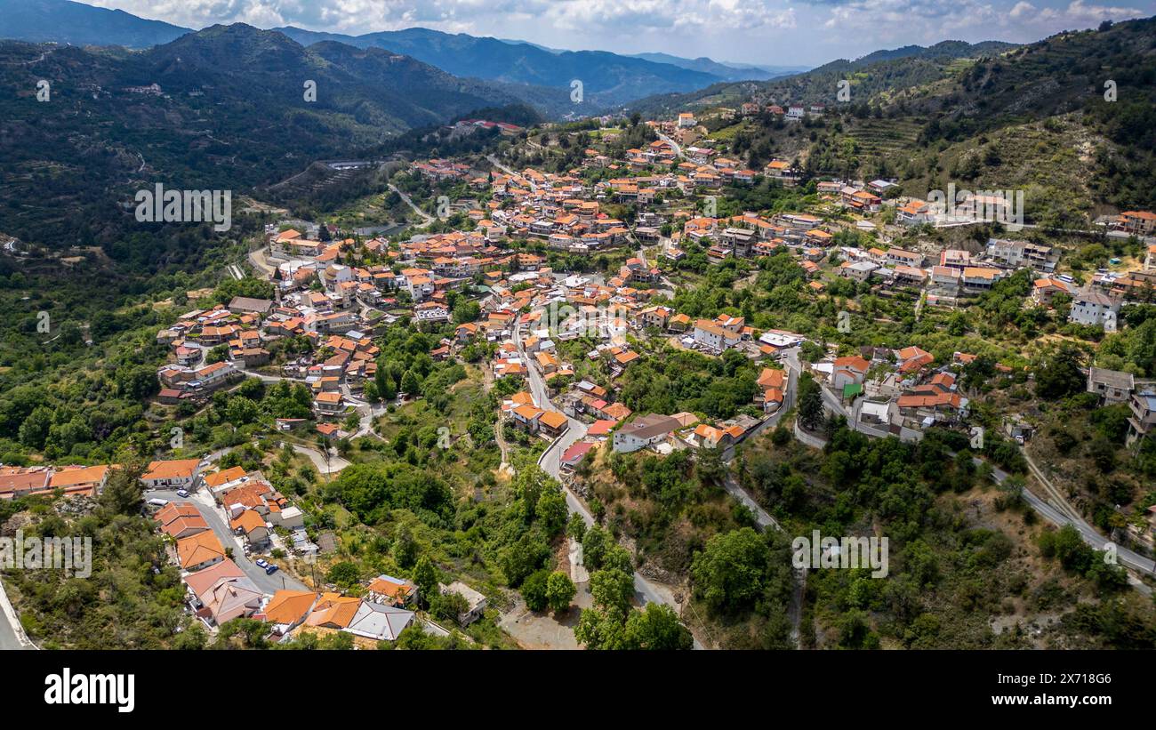 Aerial drone view of Kyperounta, Limassol district, Cyprus Stock Photo ...